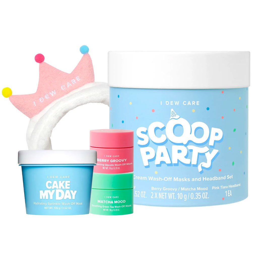 I DEW CARE Scoop Party Wash-Off Masks & Headband Set - Nudie Glow
