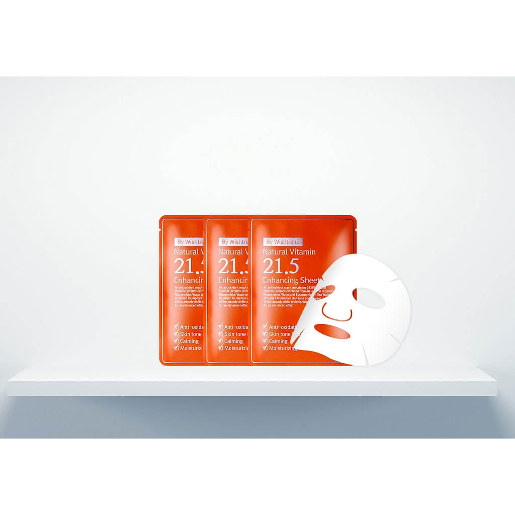 BY WISHTREND Natural Vitamin C21.5 Enhancing Sheet Mask Korean Beauty ...